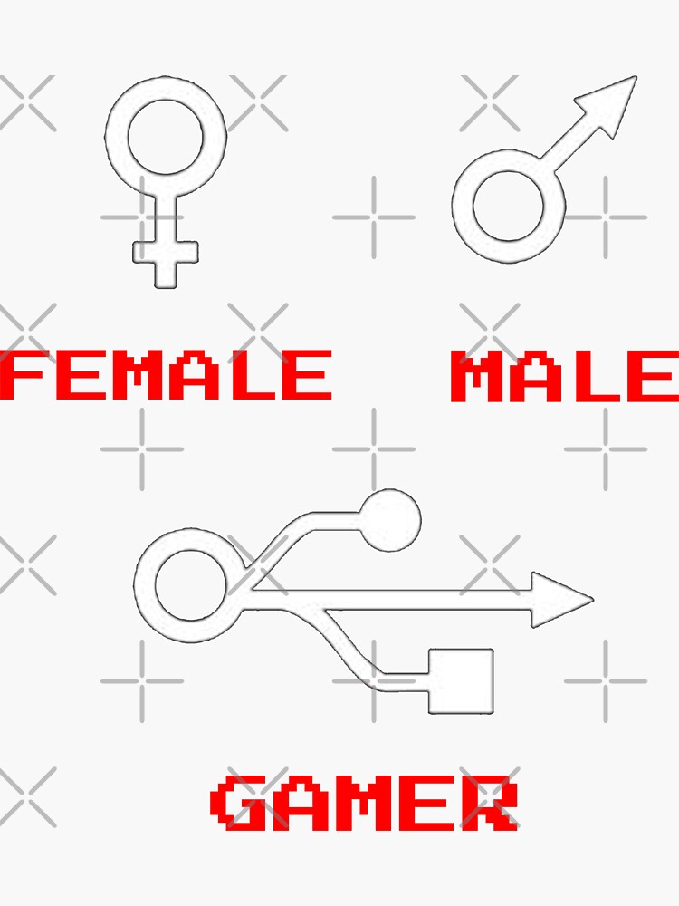 "Gamer Gender Male Female Symbol Gaming Funny" Sticker for Sale by ...