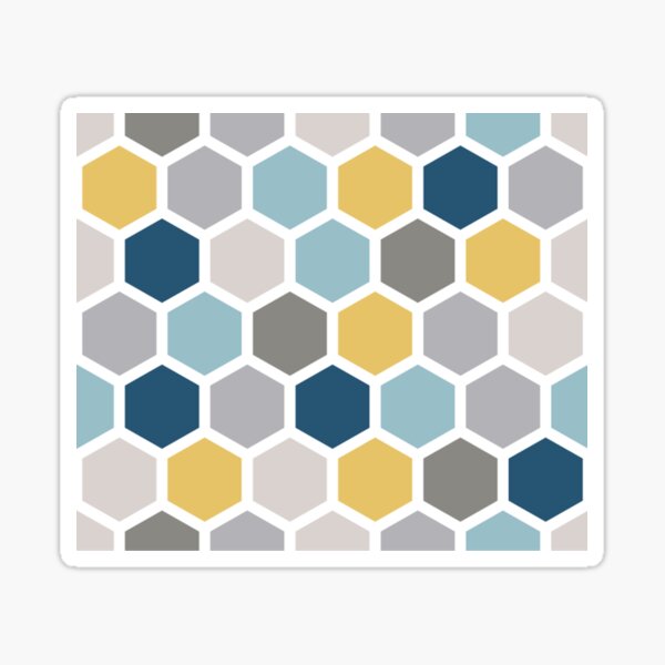 "Geometric Hexagon Blue Grey Yellow Print Pattern" Sticker for Sale by ...