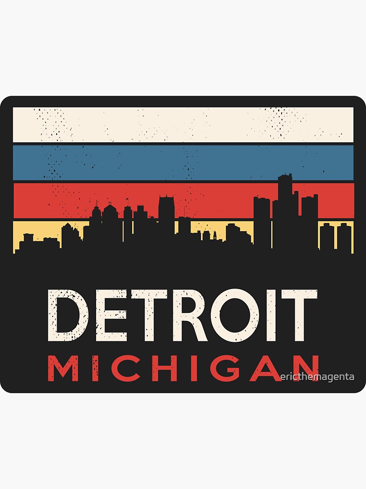 "Detroit Michigan Retro Vintage Souvenir Tourist Souvenir" Sticker for ...