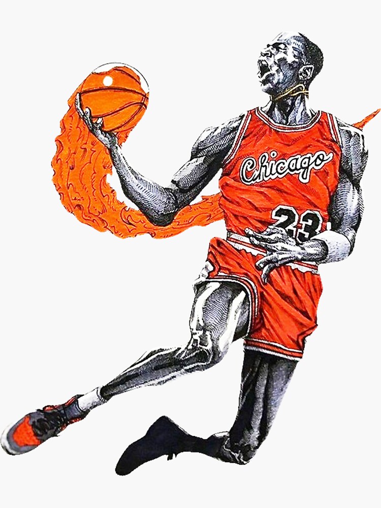 "Michael Jordan Dunk Dunk contest 1988 Cartoon print" Sticker for Sale ...