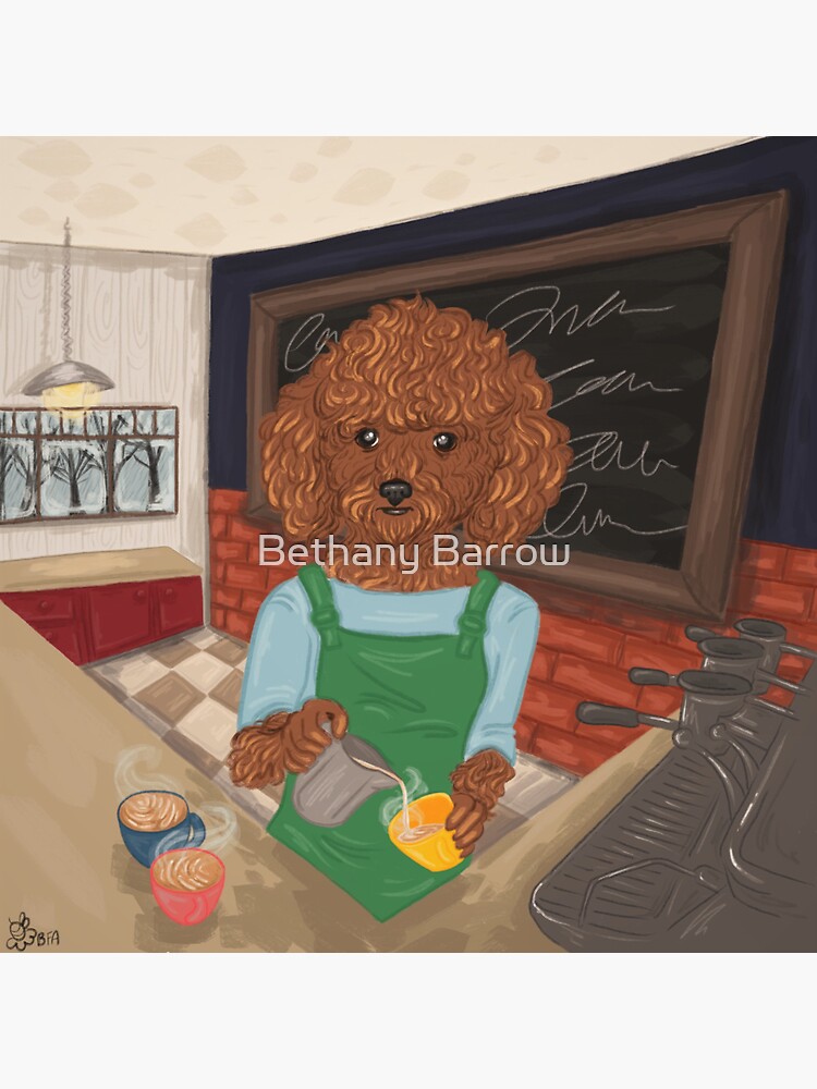 "Barista Dog" Sticker by village55 | Redbubble