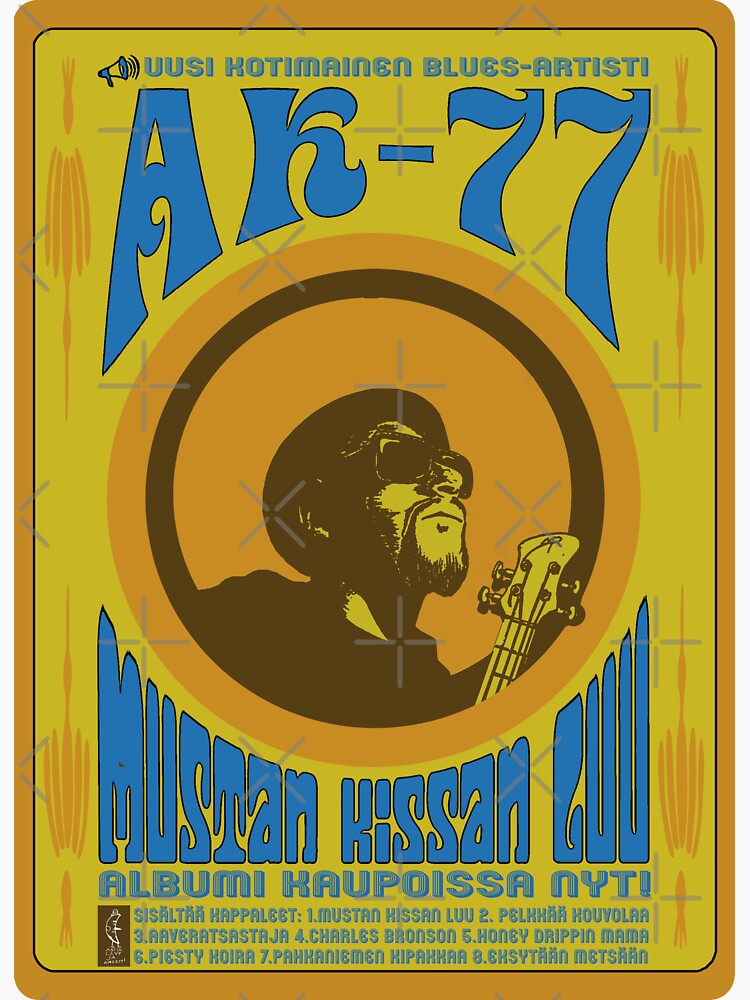 "AK-77 1977 Poster" Sticker by BluesShack | Redbubble