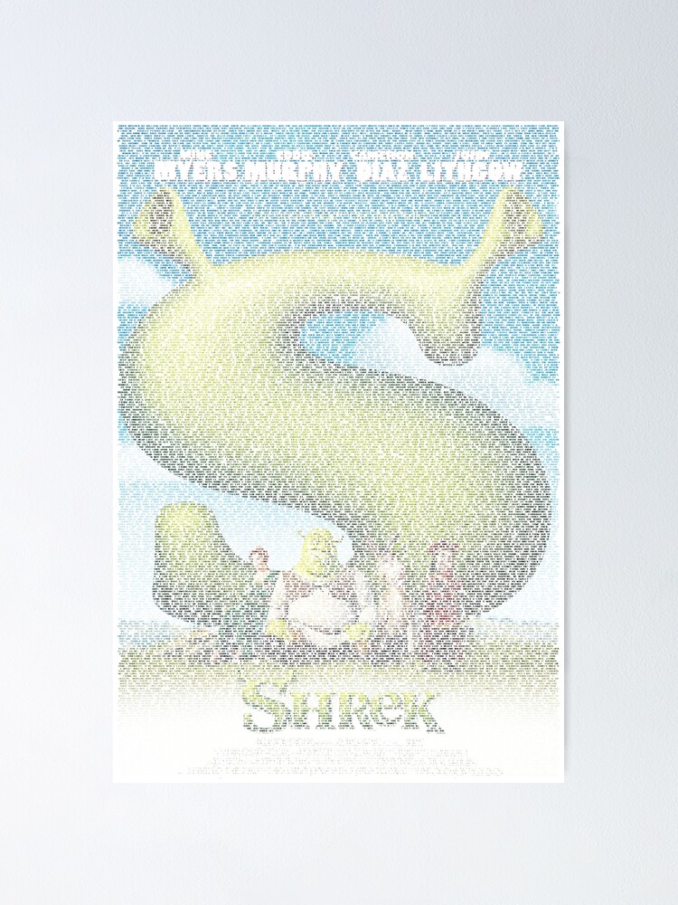 "Shrek Poster in full Script" Poster for Sale by mmntmr | Redbubble