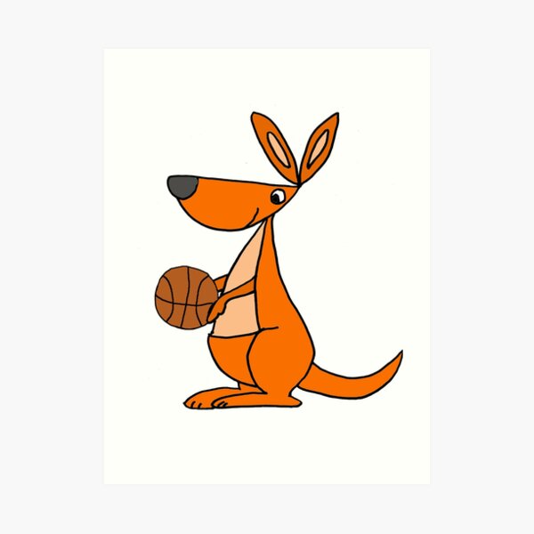 "Cool Kangaroo Playing Basketball Cartoon " Art Print for Sale by ...