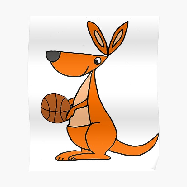 "Cool Kangaroo Playing Basketball Cartoon " Poster by naturesfancy ...