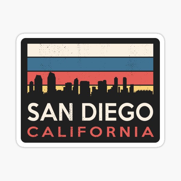 San Diego Retro Vintage Souvenir Skyline Silhouette Souvenir Sticker