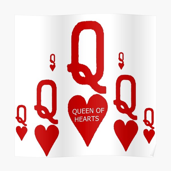 "RED QUEEN OF HEARTS PLAYING CARDS LOGO" Poster for Sale by sharlesart ...