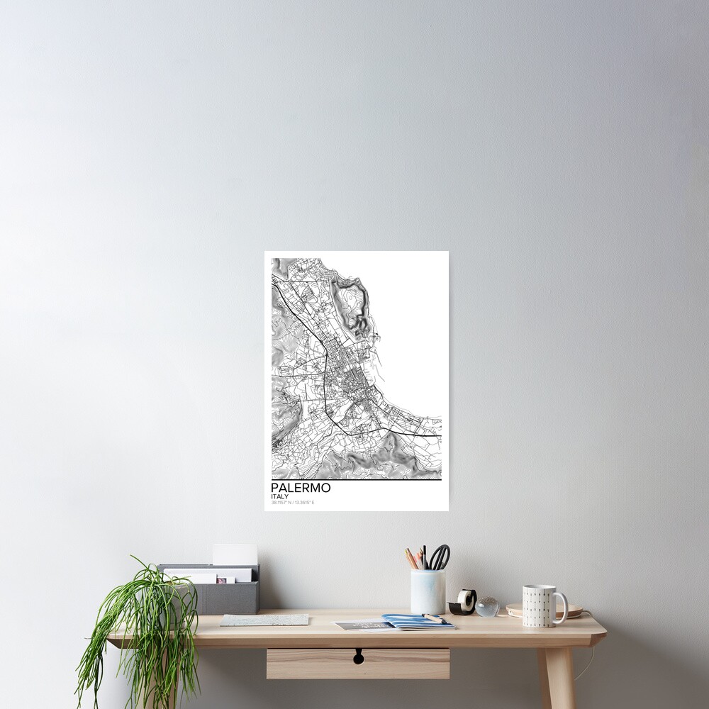 "Palermo map poster print wall art, Italy gift printable, Home and ...