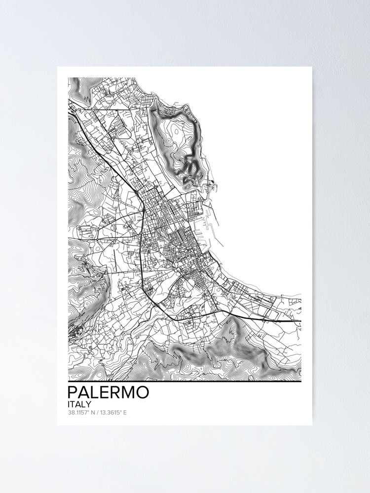 "Palermo map poster print wall art, Italy gift printable, Home and ...