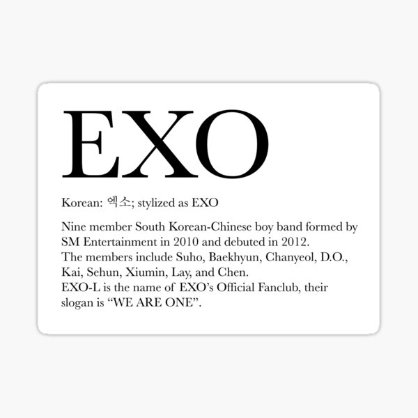 "EXO Definition" Sticker for Sale by whatamistry | Redbubble