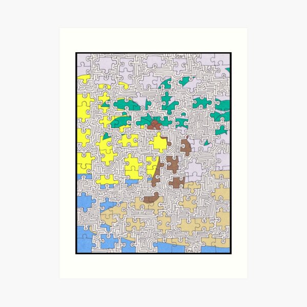 "Puzzle Piece Tropical Themed Maze & Labyrinth" Art Print by gorff ...