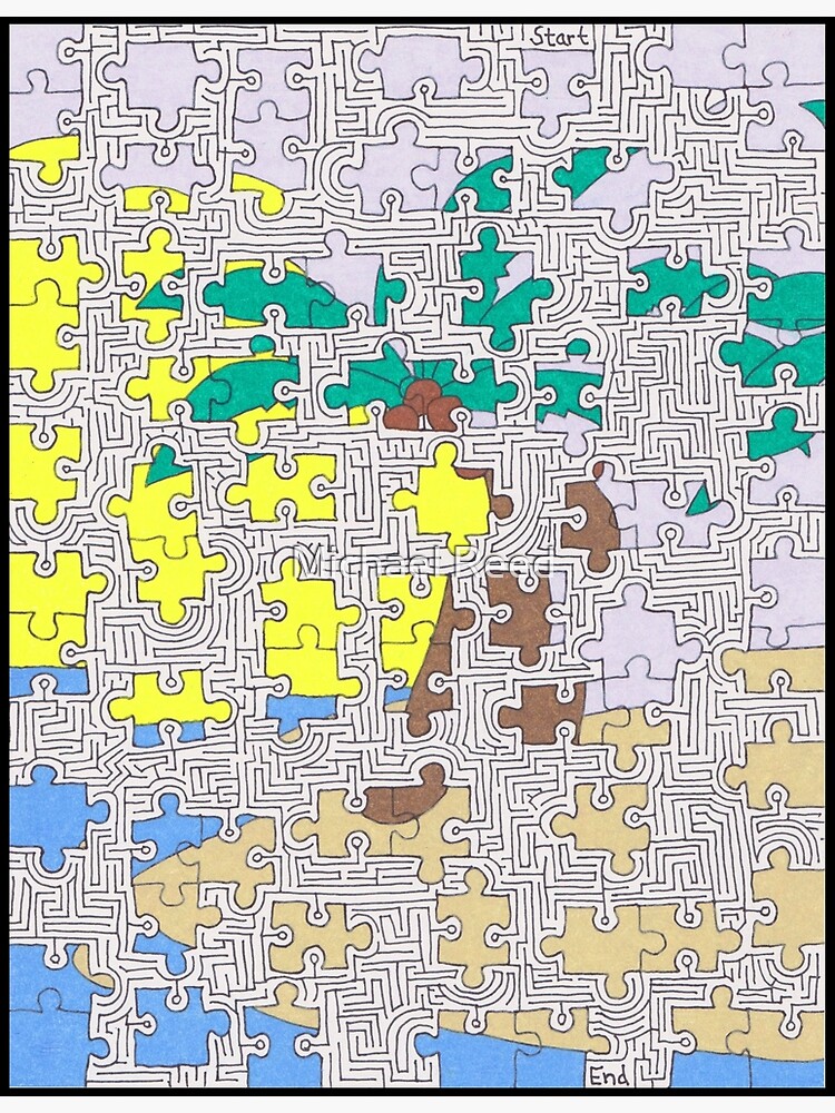 "Puzzle Piece Tropical Themed Maze & Labyrinth" Art Print by gorff ...
