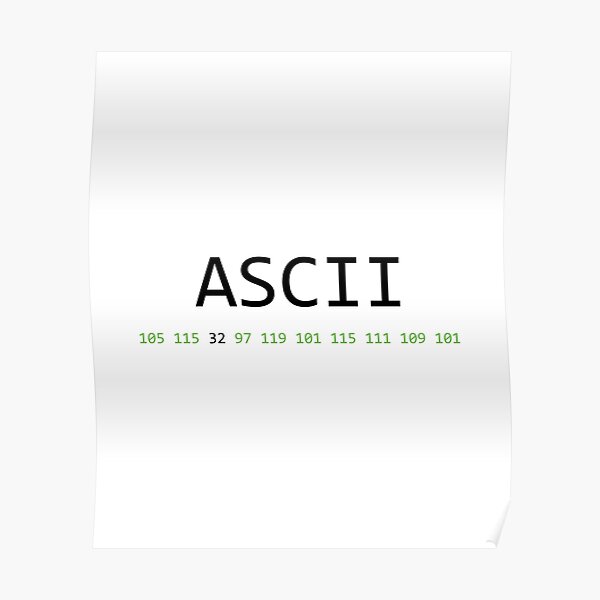"ASCII is awesome" Poster for Sale by Evelyusstuff | Redbubble