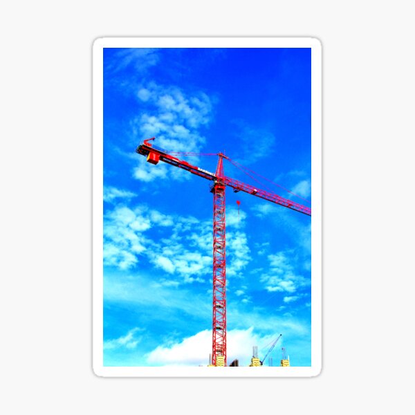 "Red Tower Crane" Sticker by Cynthia48 | Redbubble