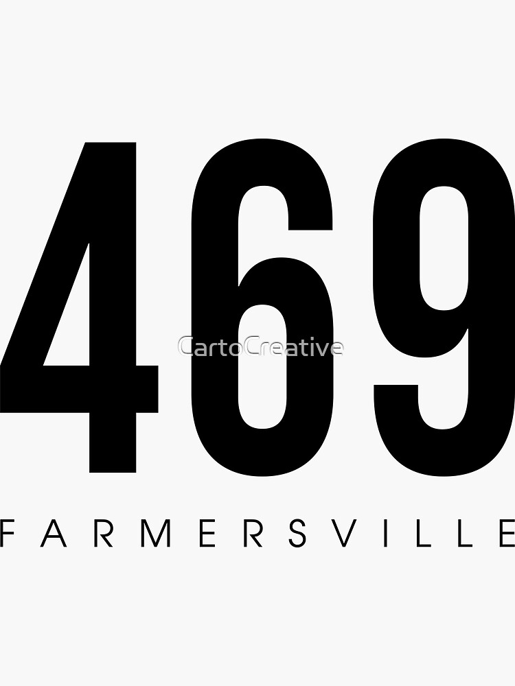 "Farmersville, TX - 469 Area Code design" Sticker by CartoCreative ...