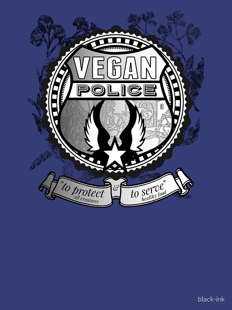 "Vegan Police (To protect and to serve)" T-shirt by black-ink | Redbubble