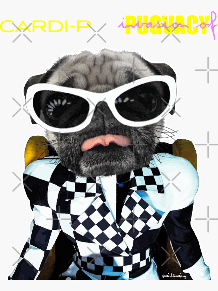 "Pugdi-P" Sticker for Sale by darklordpug | Redbubble