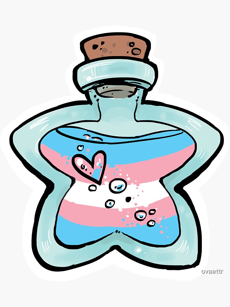 Potions Of Pride Trans Starry Bottle Sticker For Sale By Ovaettr