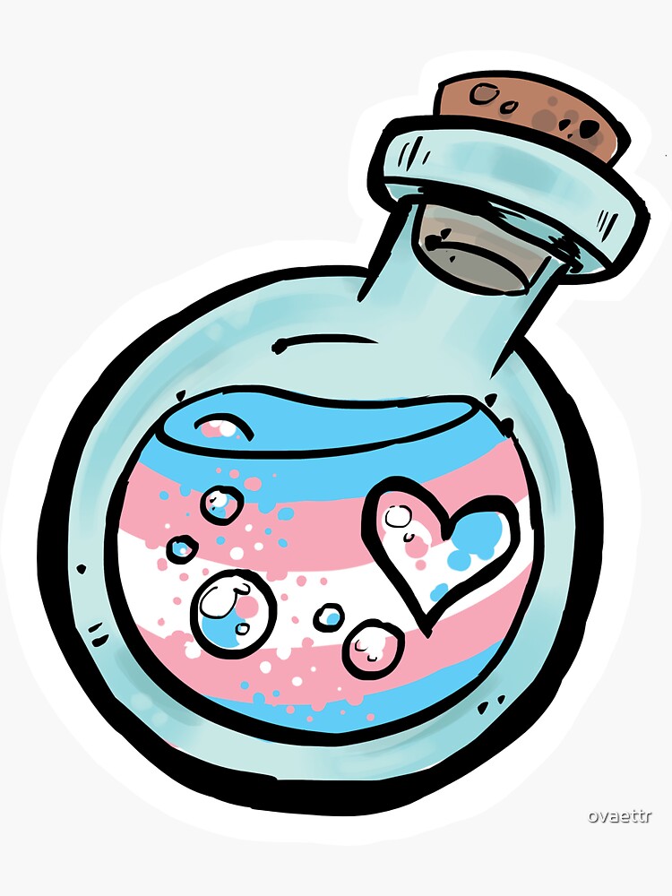 Potions Of Pride Trans Round Bottle Sticker For Sale By Ovaettr