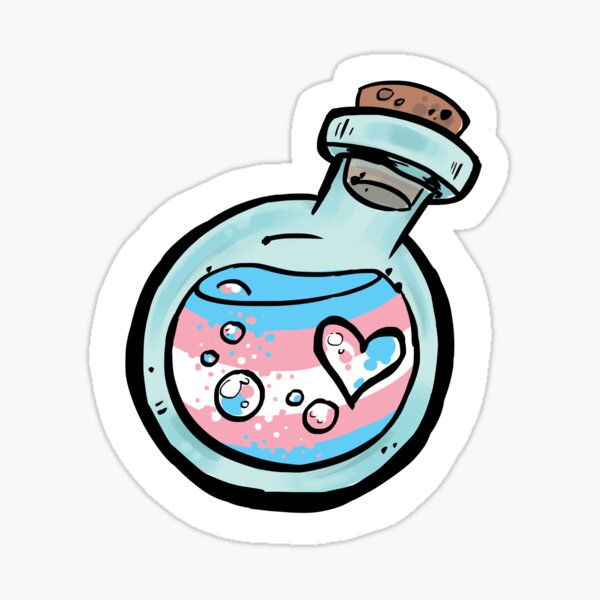 Potions Of Pride Trans Round Bottle Sticker For Sale By Ovaettr