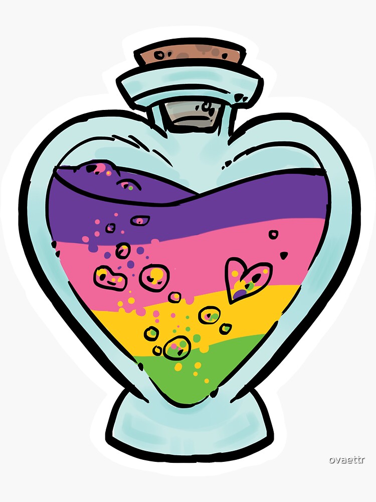 Potions Of Pride Lesbian Love Bottle Sticker For Sale By Ovaettr