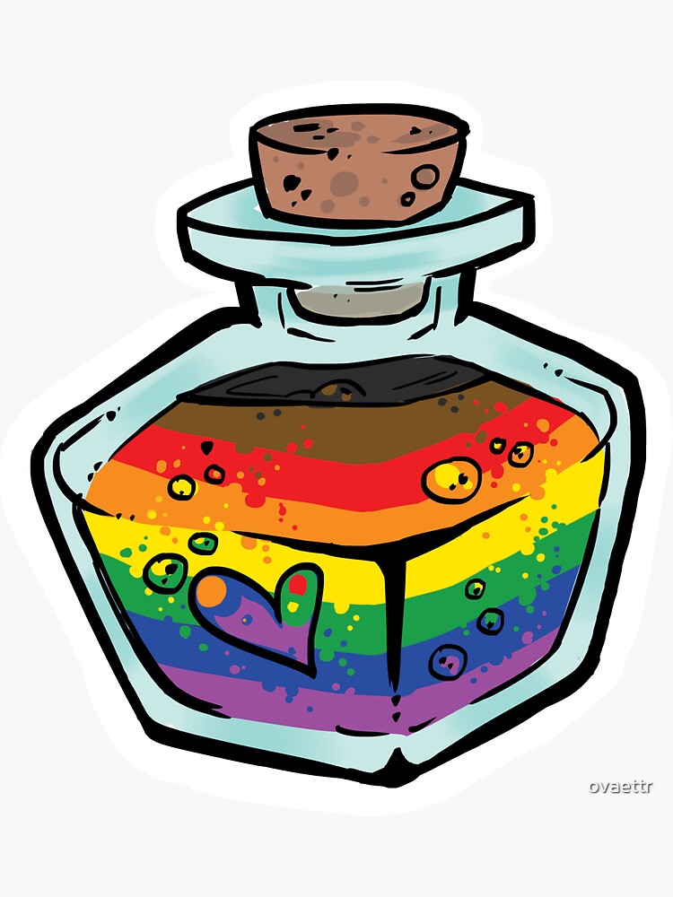 Potions Of Pride Gay Rainbow Elixir Bottle Sticker By Ovaettr