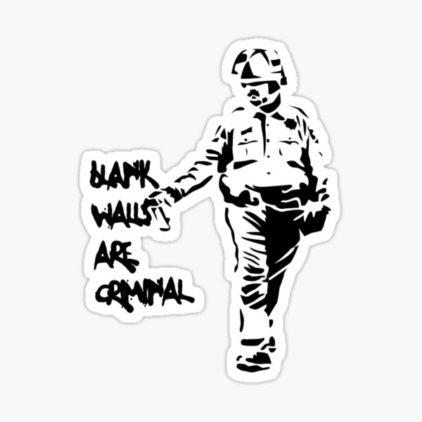 "Blank Walls Are Criminal" Sticker for Sale by BrambleBox | Redbubble