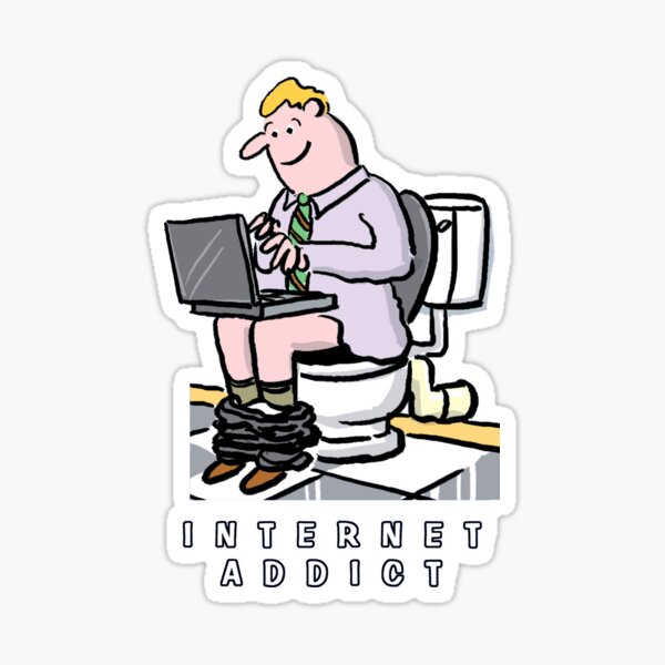 "Internet Addict Online in Bathroom" Sticker for Sale by ...
