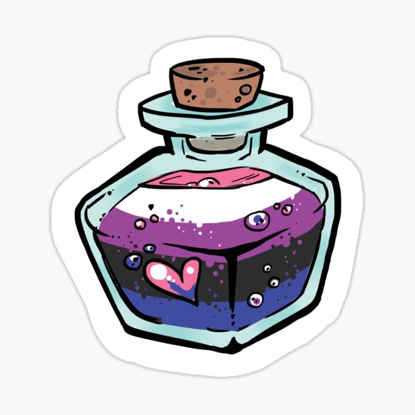 Potions Of Pride Genderfluid Elixir Bottle Sticker By Ovaettr