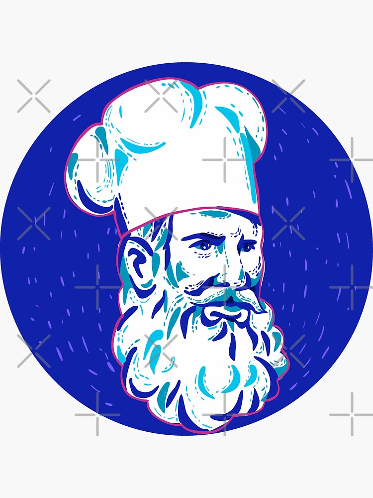 "Angry Bearded Chef Circle Doodle" Sticker by patrimonio | Redbubble