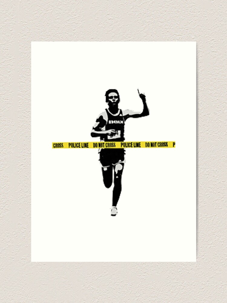 "Banksy Marathon Runner Police Line" Art Print for Sale by ...