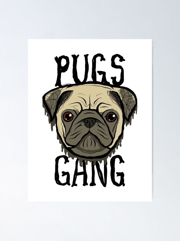 "Billky Pugs Gang #1 - black typo - pug dog head" Poster for Sale by ...