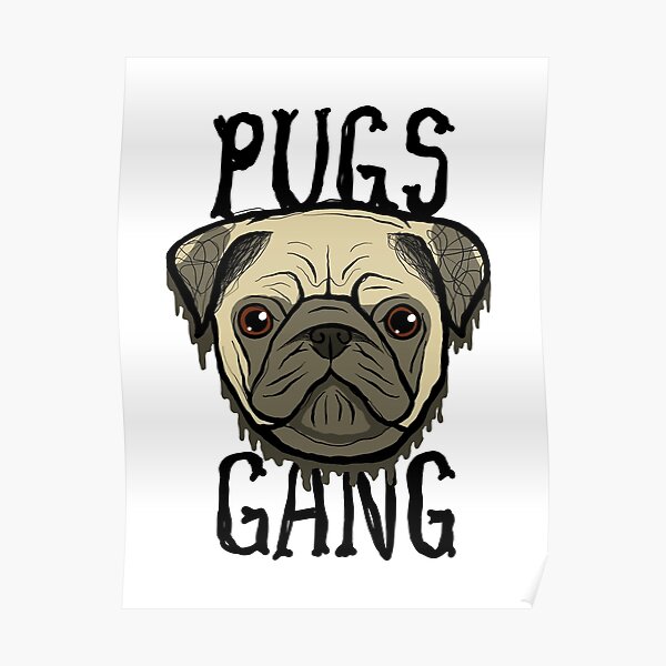 "Billky Pugs Gang #1 - black typo - pug dog head" Poster for Sale by ...