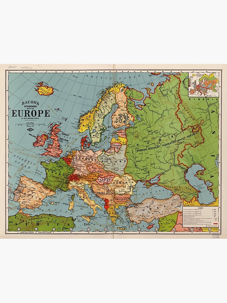 "Bacon's standard map of Europe (1925)" Poster for Sale by allhistory ...