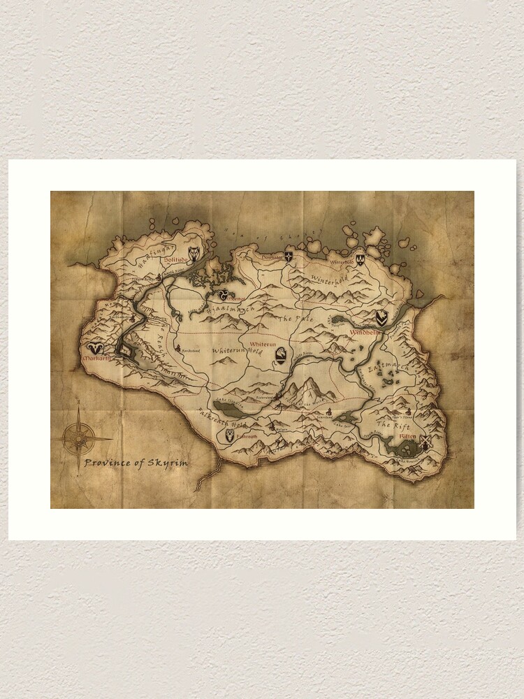 "Skyrim map" Art Print for Sale by Gunslinger3lite | Redbubble