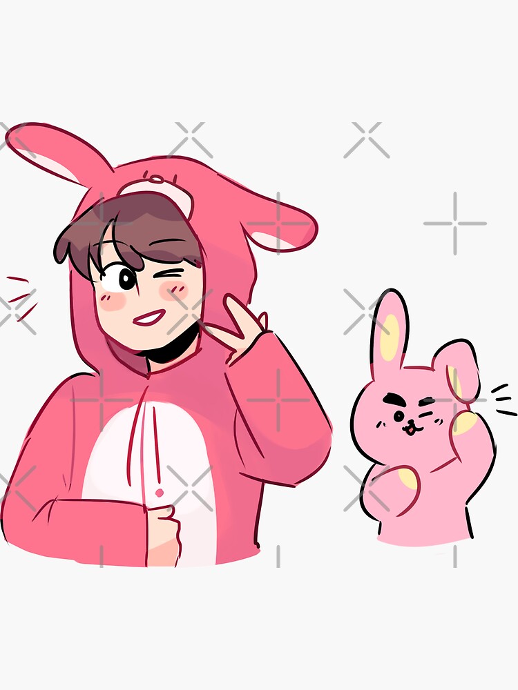 "BTS: PINK BUNNIES!" Sticker for Sale by randomsplashes | Redbubble