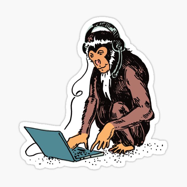 "Gamer Monkey At Laptop Comic Cute Animal Goatee Gift For Gamer ...