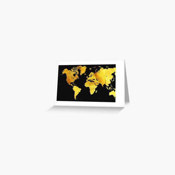 "Black and Gold Map of The World - World Map for your walls" Greeting ...