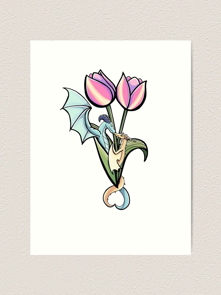 "Tulip Dragon Pair" Art Print for Sale by Bekssketches | Redbubble