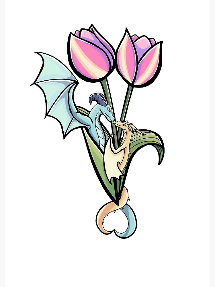 "Tulip Dragon Pair" Art Print by Bekssketches | Redbubble