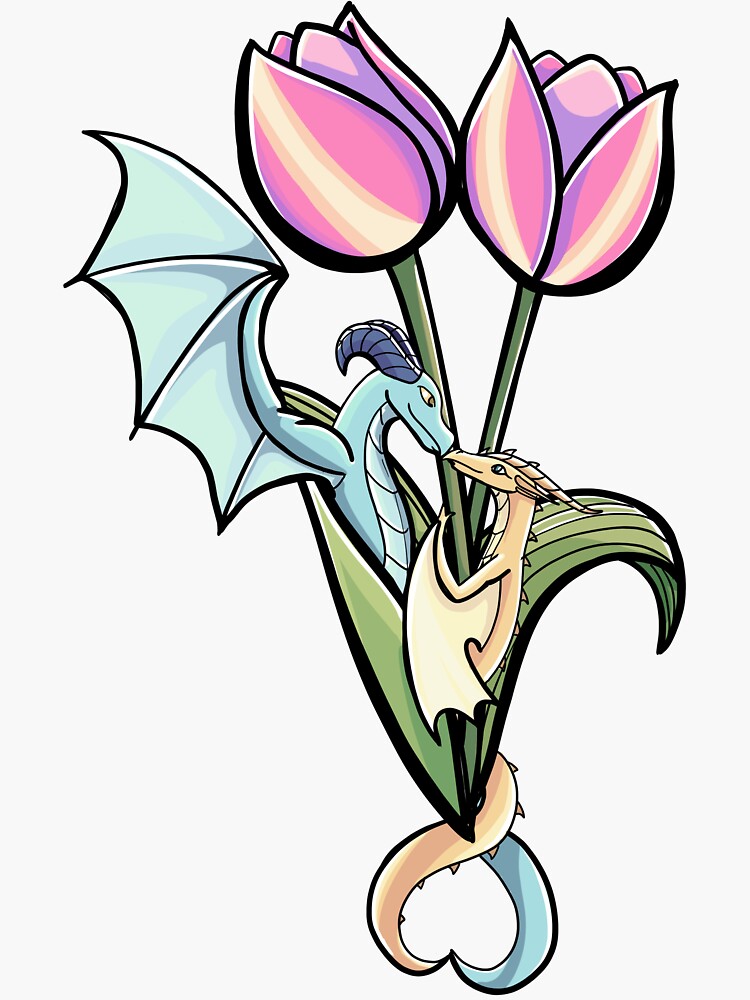 "Tulip Dragon Pair" Sticker for Sale by Bekssketches | Redbubble