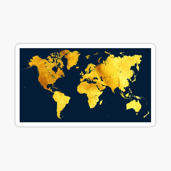 "Royal Blue and Gold Map of The World - World Map for your walls ...