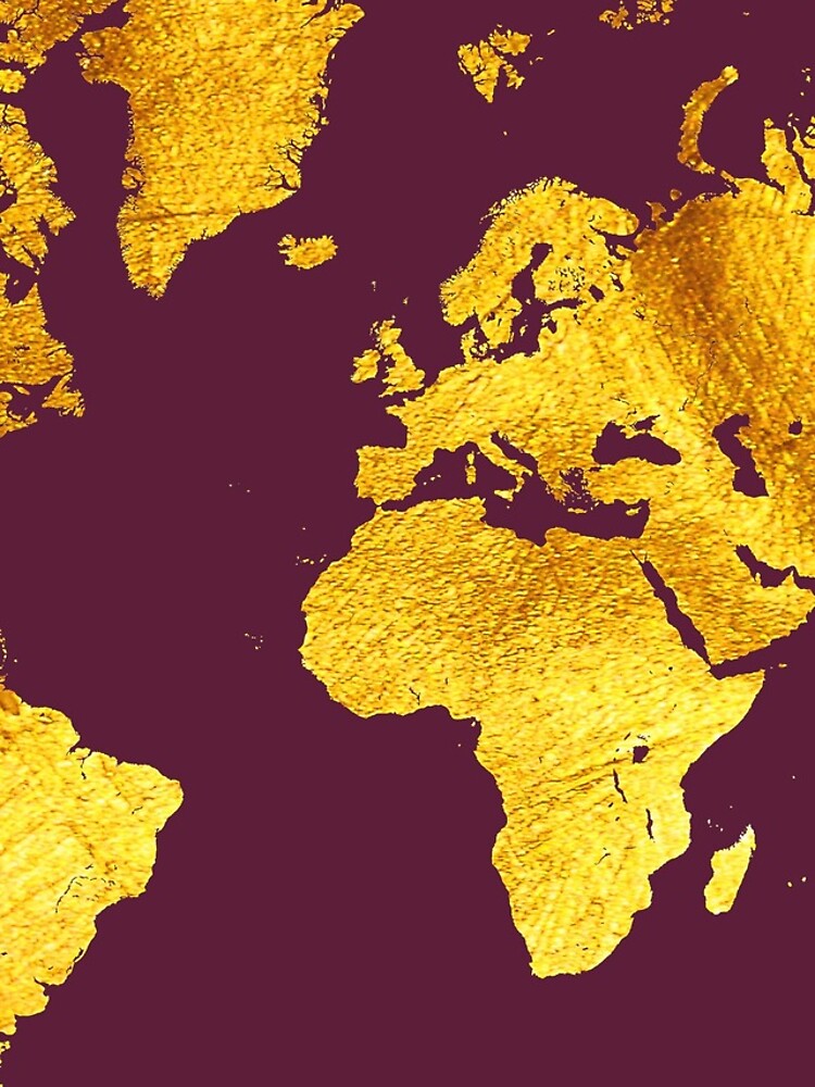 Funda de iPhone «Mapa del mundo de color morado oscuro y dorado - Mapa ...