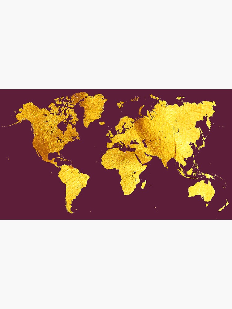 Pegatina «Mapa del mundo de color morado oscuro y dorado - Mapa del ...