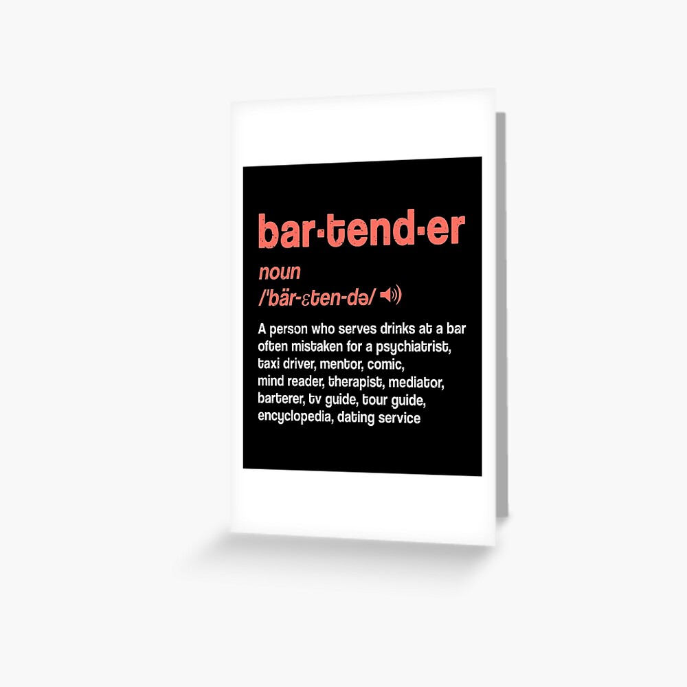 Bartender Noun Definition T Funny Bartender Job Description T Shirt
