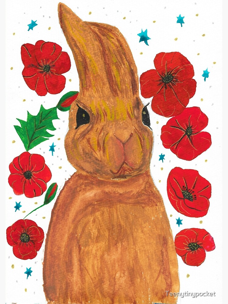 "Bunny Rabbit with Poppies" Poster by Teenytinypocket | Redbubble