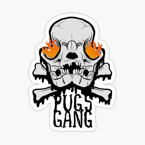 Pegatina «Billky Pugs Gang Skull Flame # 2 - error tipográfico negro ...