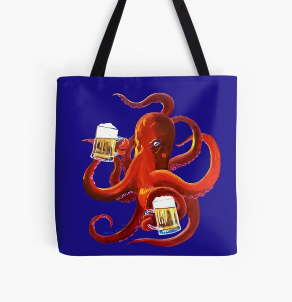 "Octopus Painting, Red Octopus Drinking Beer, Animals and Beer, Octopus ...