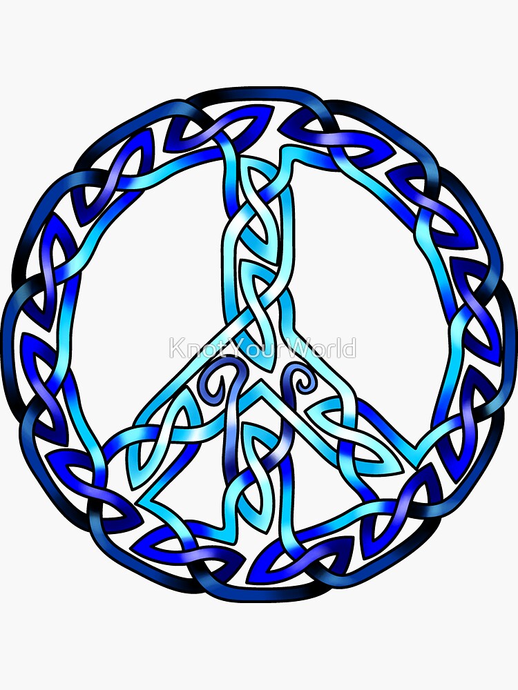 "Celtic Knot Peace Sign - Crystal Blue Persuasion" Sticker by ...