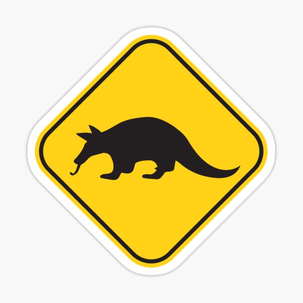 "Anteater crossing/caution road sign!" Sticker for Sale by ArtBart ...